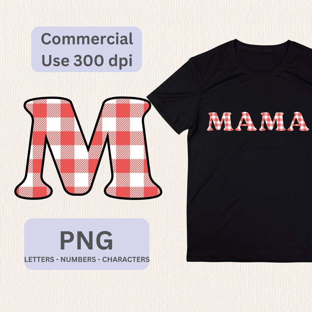 Red Gingham PNG Letters A-Z Alphabet Numbers Characters Uppercase ...