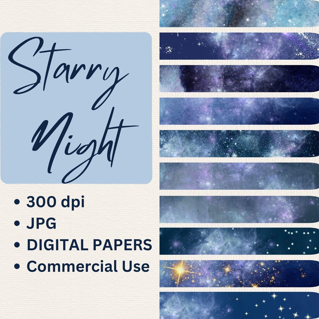Starry Night Digital Papers Night Sky Texture Background Galaxy Star ...