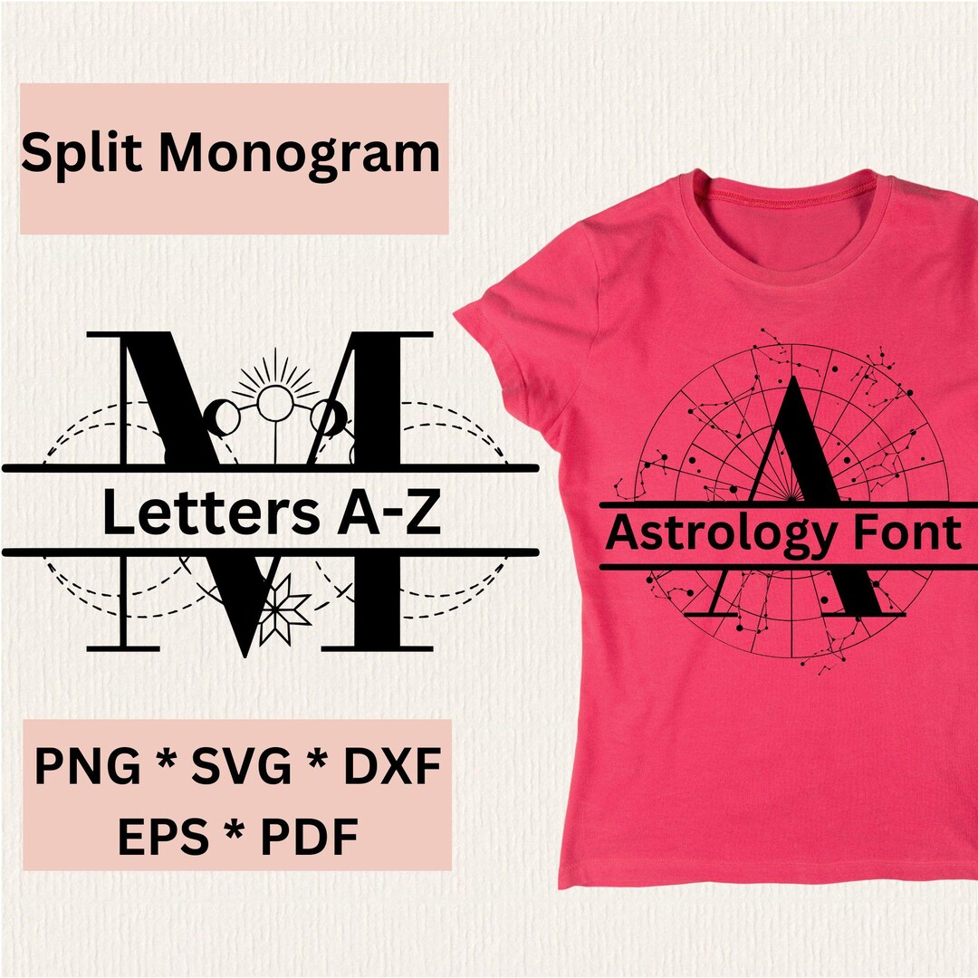 Astrology Split Monogram Svg Split Letter Svg Alphabet Files for Cricut ...