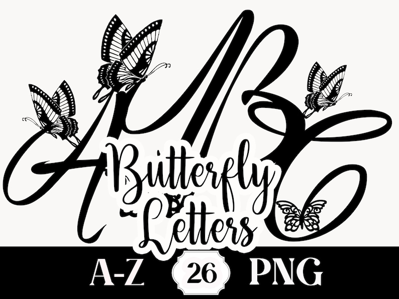 Butterfly Alphabet Letters PNG A-Z Files Numbers Uppercase Transparent ...