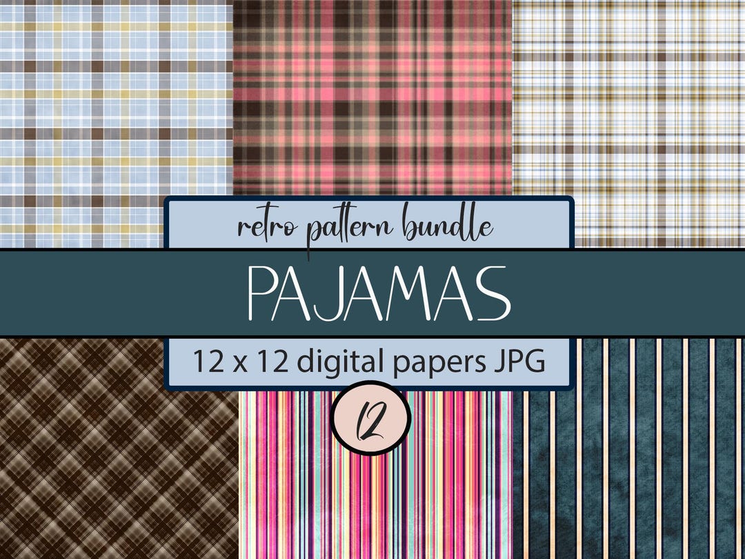 Retro Plaid Papers Pack 12 Pattern Backgrounds, Sublimation Scrapbook ...