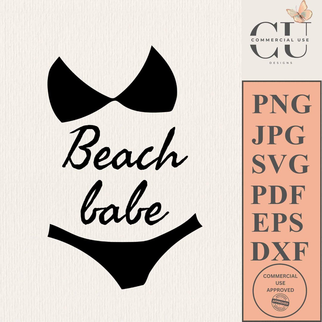Beach Babe Bikini SVG PNG Summer T-shirt Design Beach JPG Pdf Dxf Eps ...