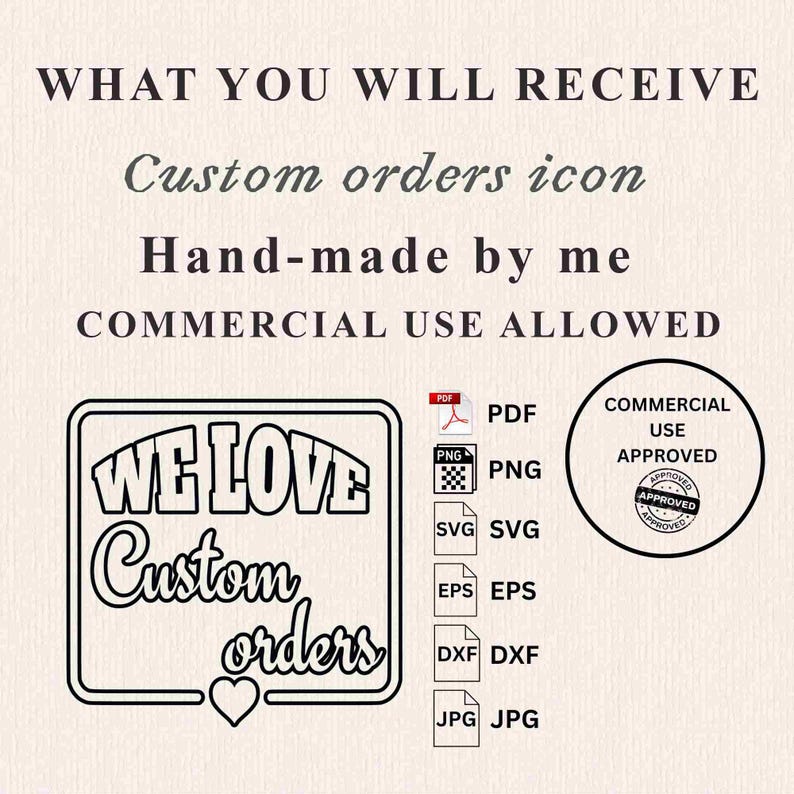 We Love Custom Orders Icon SVG Logo Minimalist Made to Order Handmade ...