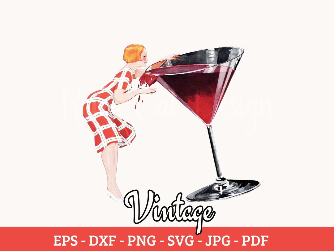 Vintage 1920s Lady PNG SVG Flapper & Red Wine Sublimation Art Deco Bar ...