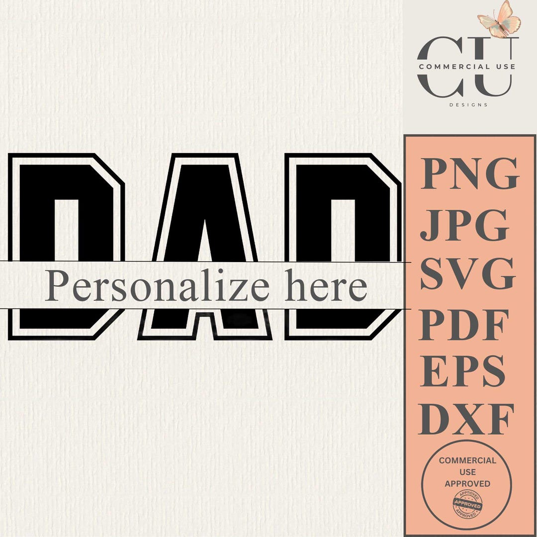 Dad Split Monogram SVG PNG Dad With Kids Name Birthday Sublimation Cut ...
