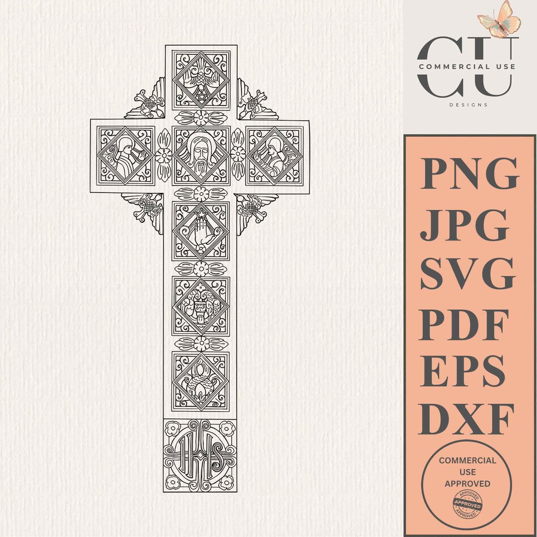 Vintage Cross SVG PNG Christian Sublimation Design Eps Dxf Cricut ...