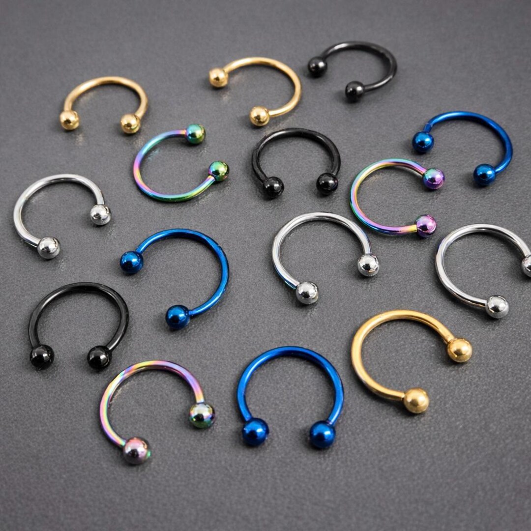 Titanium Horseshoe Ball Septum Nose Ring Hoop | Lip Eyebrow Helix ...