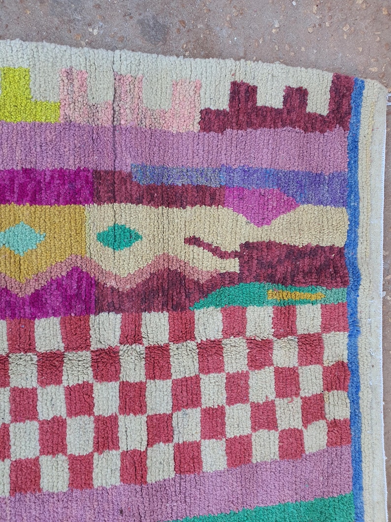 Colorful Moroccan Wool Rug: Handwoven Berber Azilal Style - Etsy