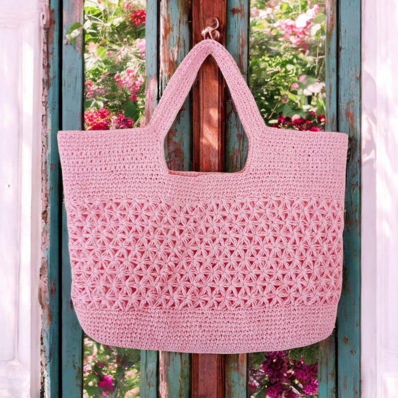 Crochet Pink Paper Rope Bag: Handmade Crochet Tote - Etsy
