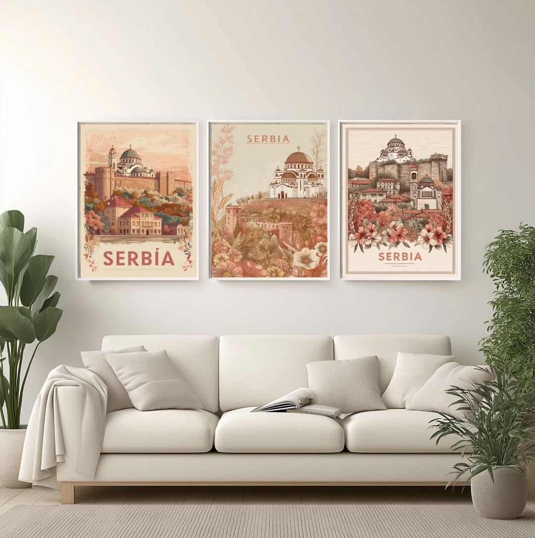 Serbia Line Art Travel Poster Modern Body Design Minimal Belgrade Wall ...