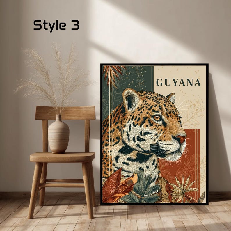 Guyana Country Poster South America Art Guyana Print Travel Wall Decor ...