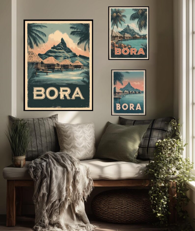 Bora Bora Poster French Polynesia Art Tahiti Print Travel Wall Decor ...