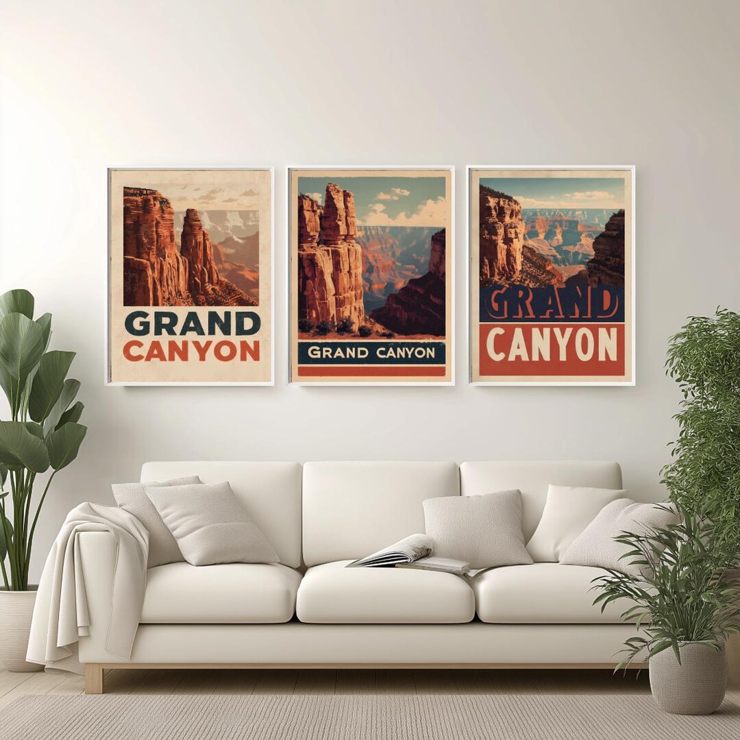 Grand Canyon Retro Travel Poster: Vintage National Park Wall Art - Etsy