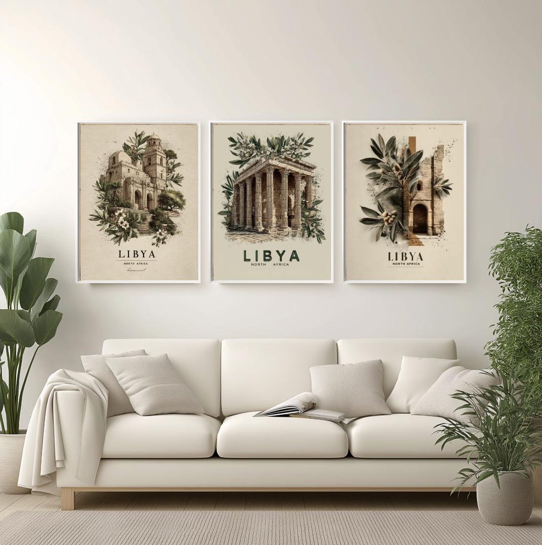 Libya North Africa Travel Poster Line Art Print, Tripoli Minimalist ...
