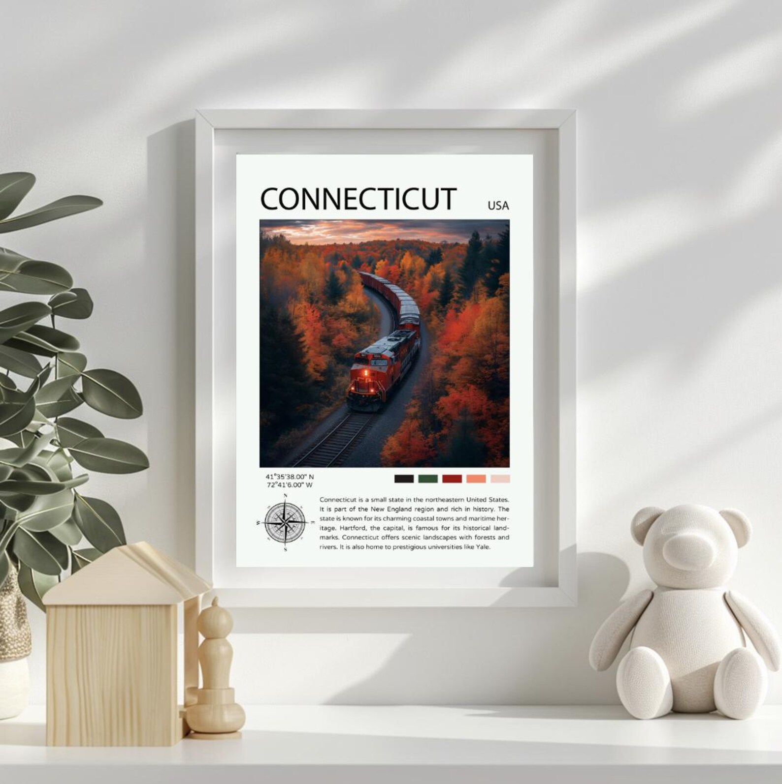 Connecticut Travel Poster: Ai-generated Scenic Train Wall Art - Etsy