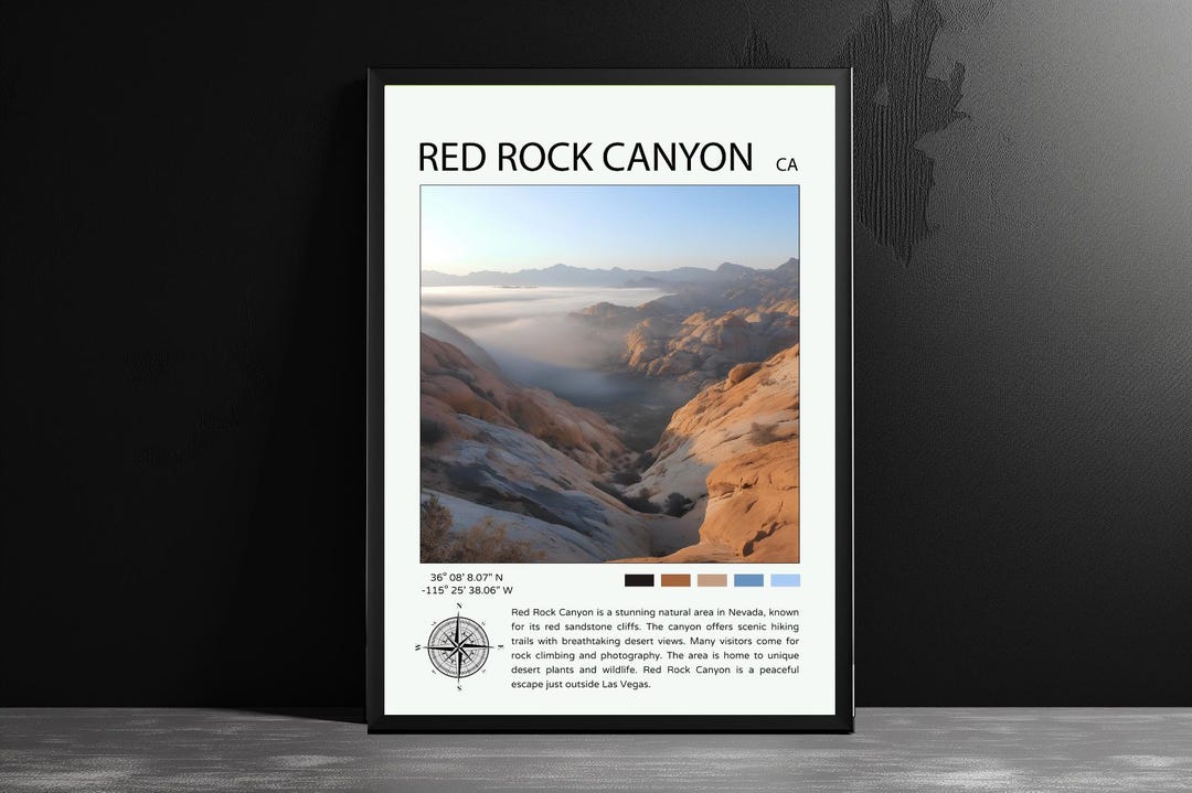 Red Rock Canyon California Travel Poster Decor Red Rock Canyon Park ...