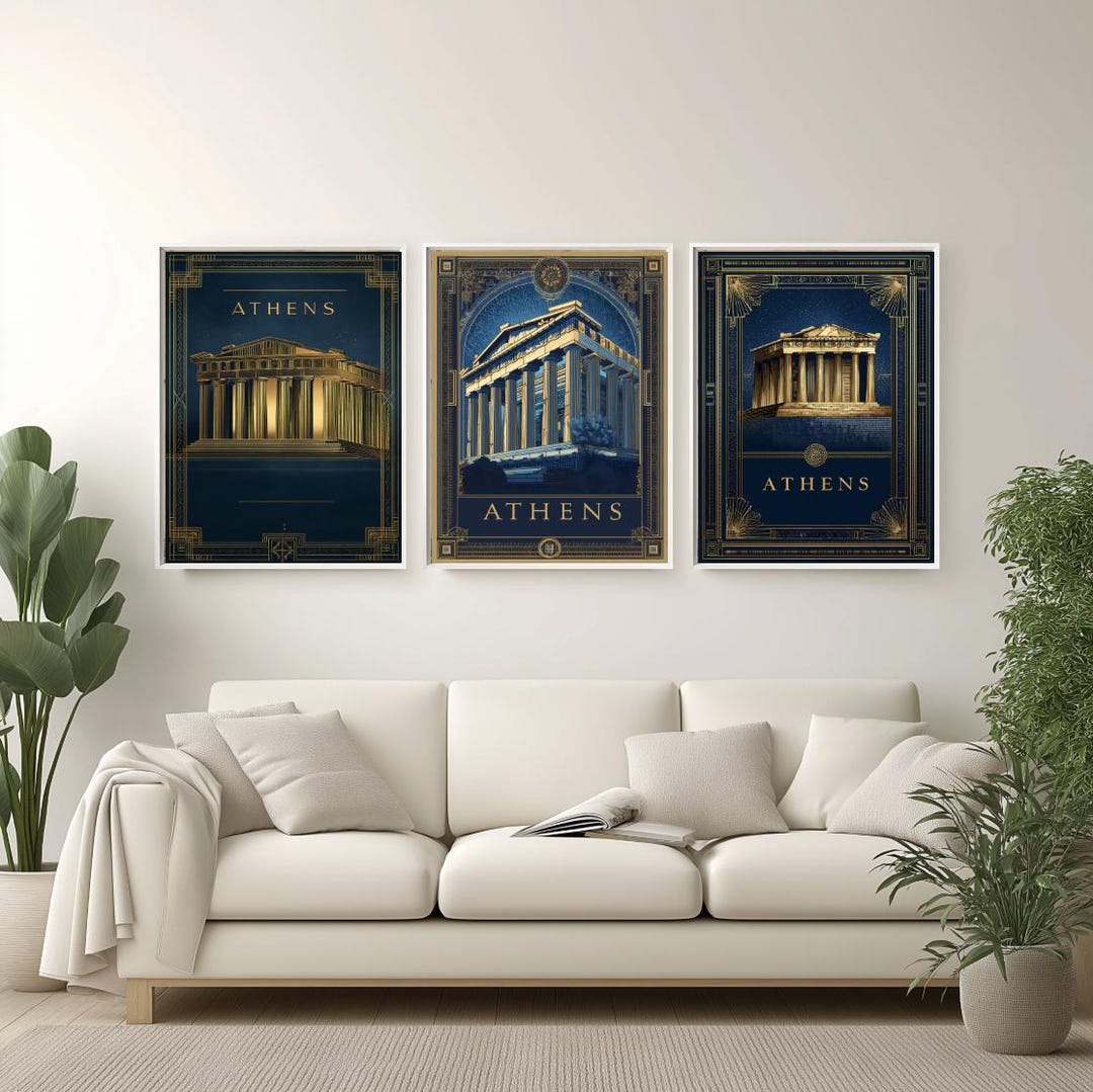 Art Deco Athens Parthenon Poster: Vintage Greek Travel Print - Etsy