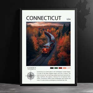 Connecticut Travel Poster: Ai-generated Scenic Train Wall Art - Etsy