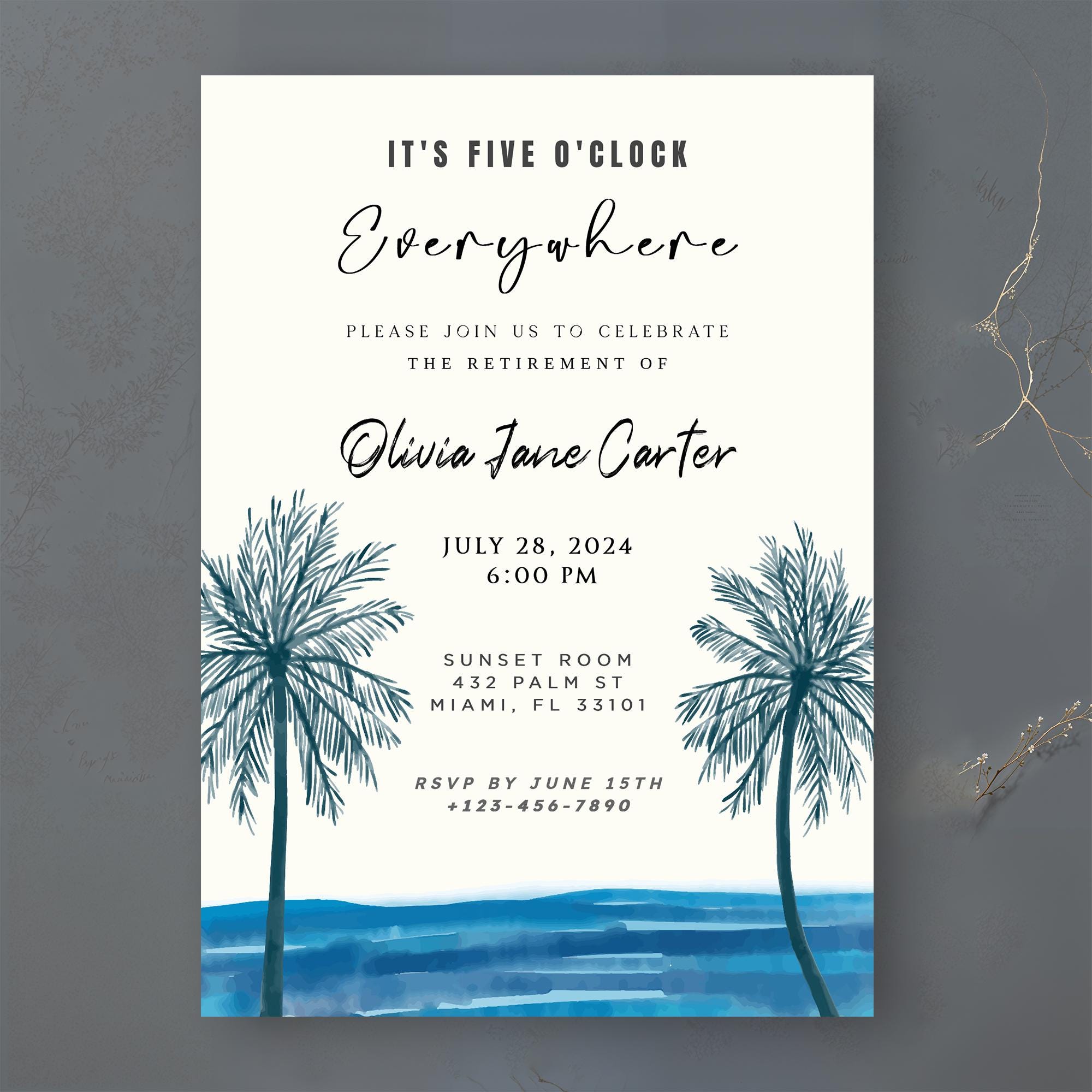 Tropical Retirement Party Invitation,coastal Breeze Retirement Invite ...