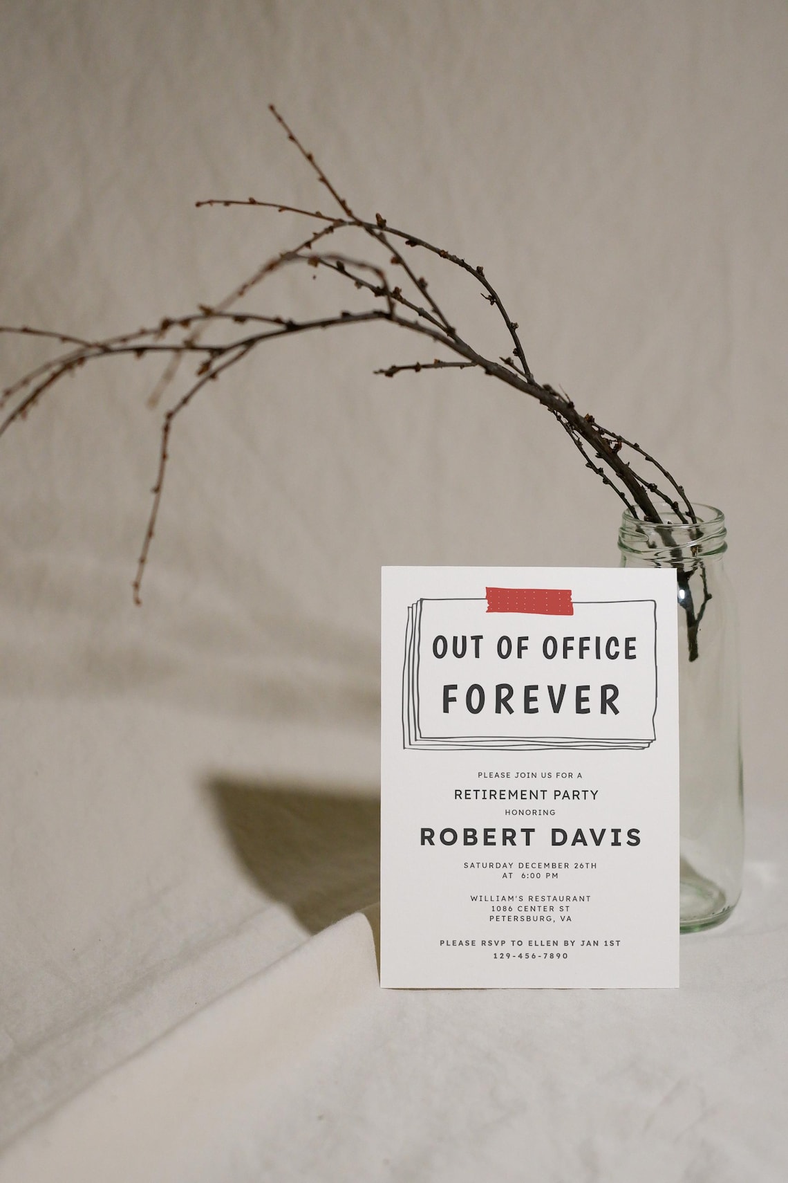 Out of Office Forever Retirement Party Invitation Template, Funny ...