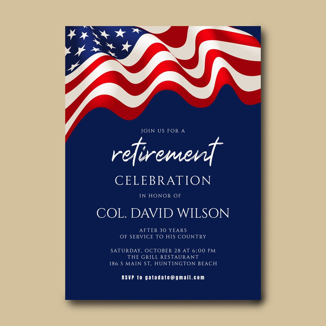 Military Retirement Invitation, Colonel | Captain Retirement Party ...