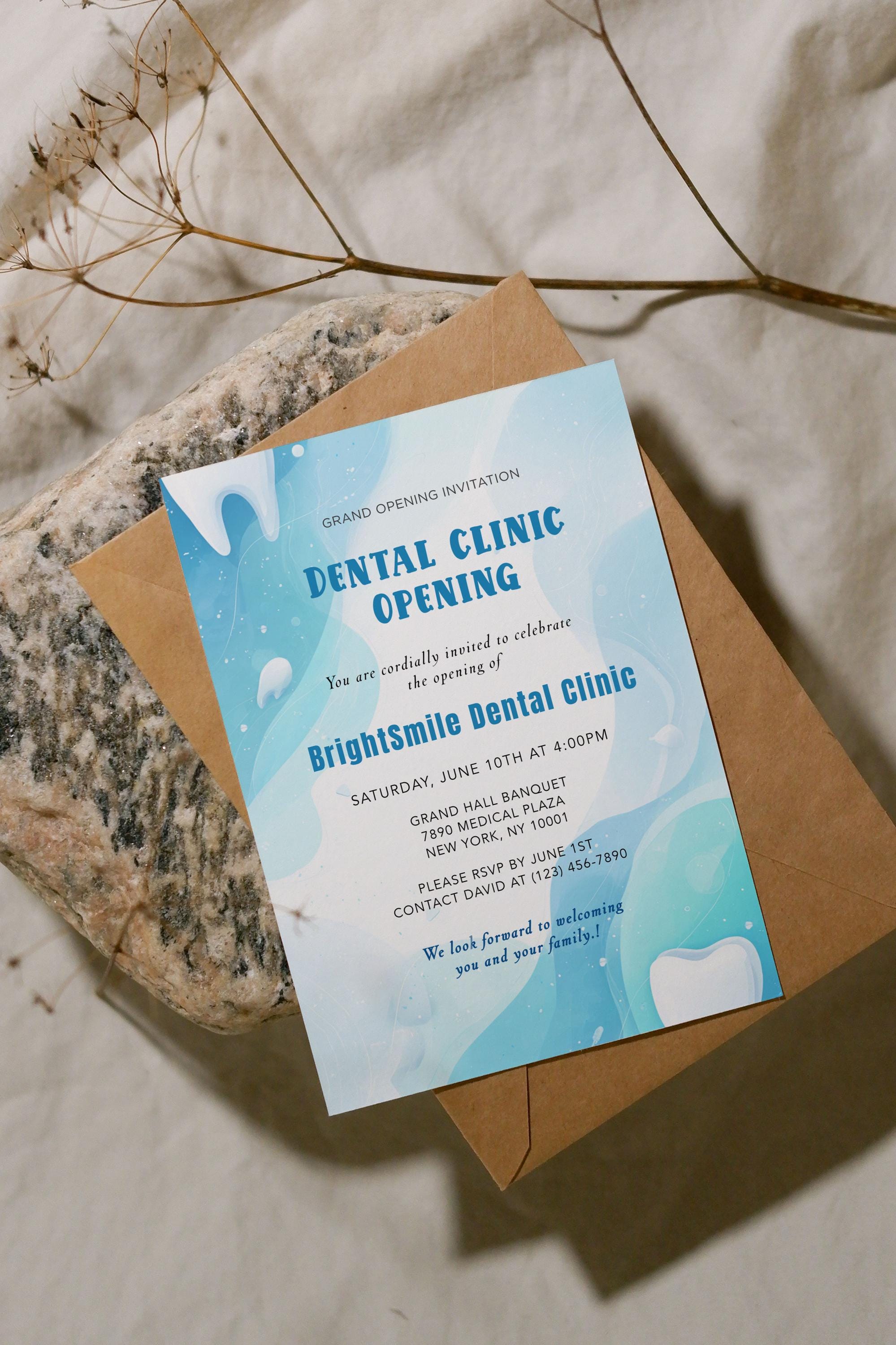 Dental Clinic Opening Invitation Template, Dentist Grand Opening Card ...