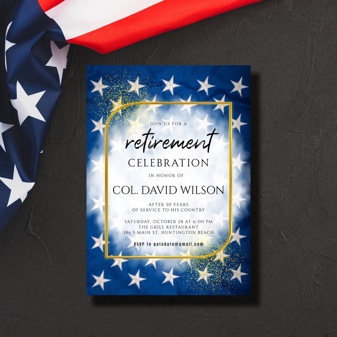 Patriotic Retirement Invitation: Military Veteran Celebration (DIY ...