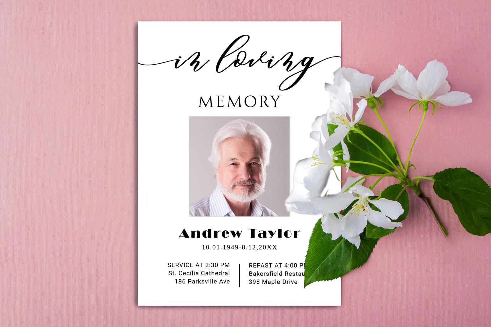 Funeral Invitation - Warm Photo Memorial Card Template for Tribute ...