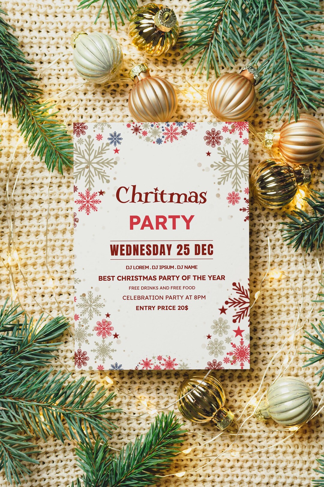 Festive Christmas Party Invitation, Simple and Elegant Design ...