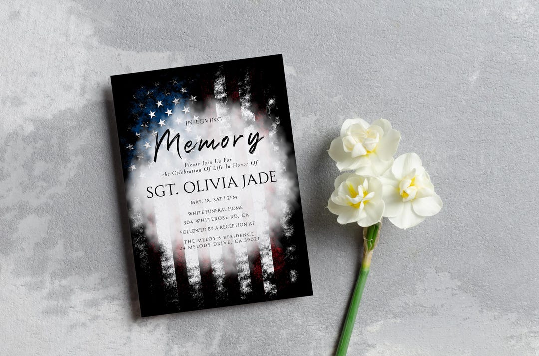 Military Funeral | Fallen Soldiers Invitation | Announcement Card ...
