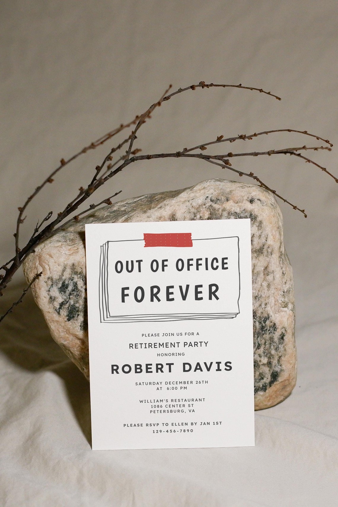 Out of Office Forever Retirement Party Invitation Template, Funny ...