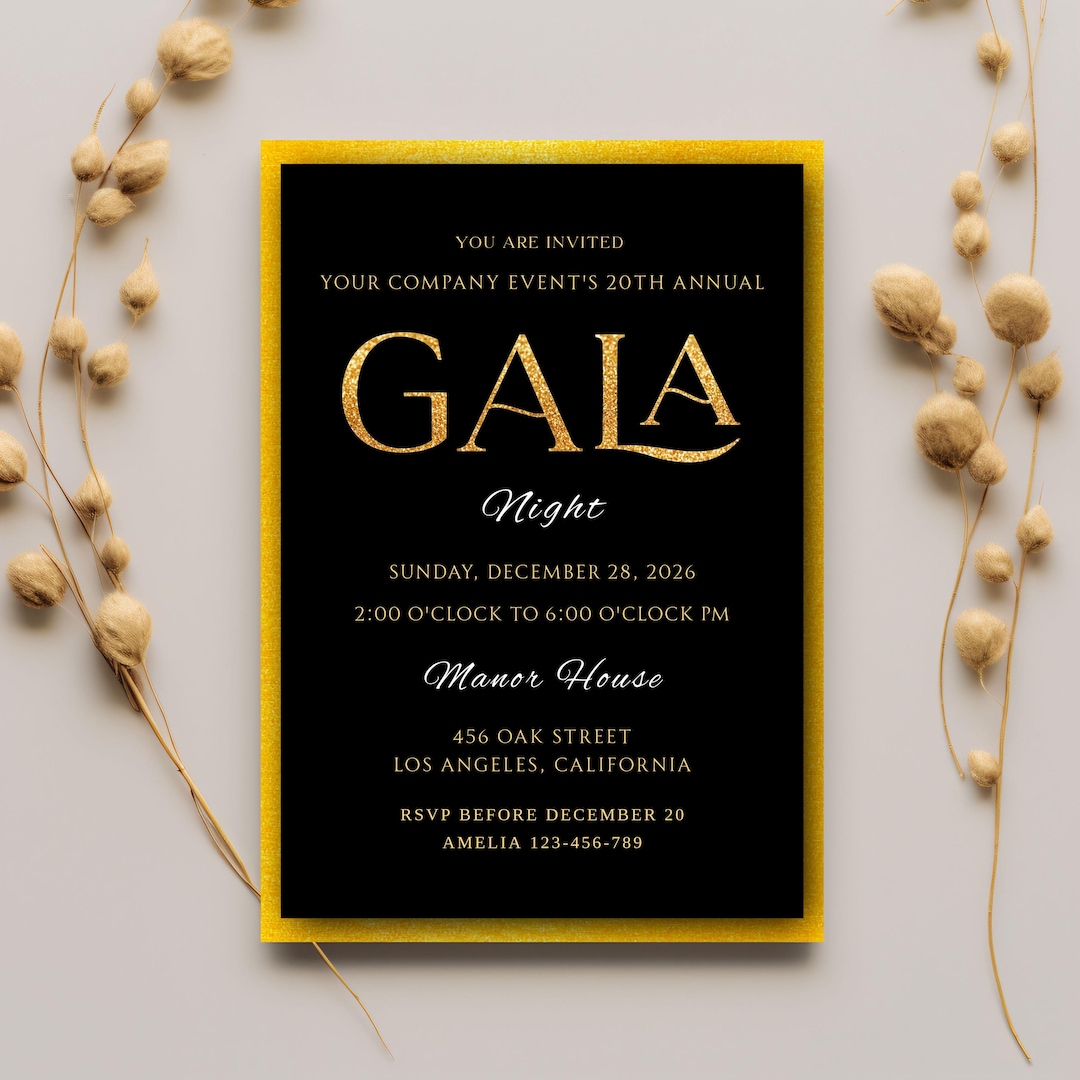 Golden Gala Invitation,luxury Black & Gold Invite,elegant Business ...