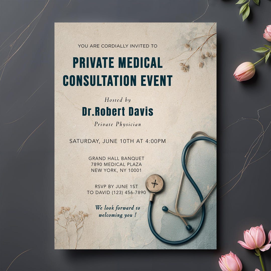 Private Medical Consultation Invitation Template, Editable Doctor ...