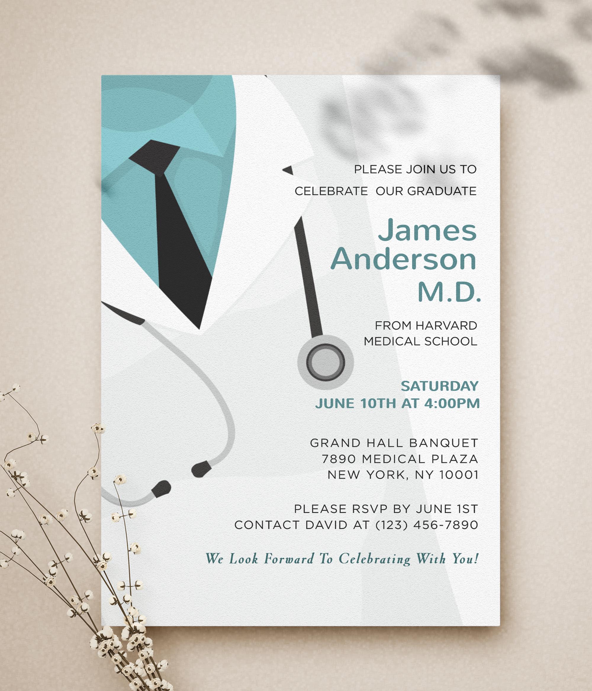 Medical School Graduation Invitation & Announcement | Medical Grad ...