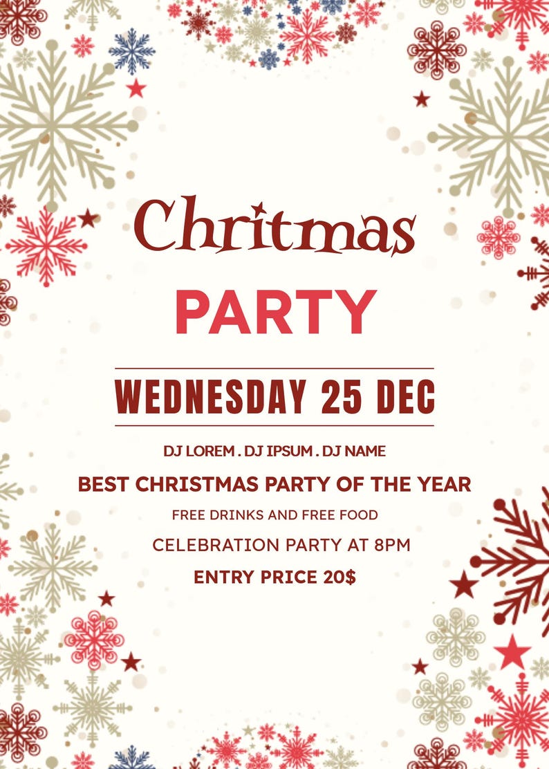 Festive Christmas Party Invitation, Simple and Elegant Design ...