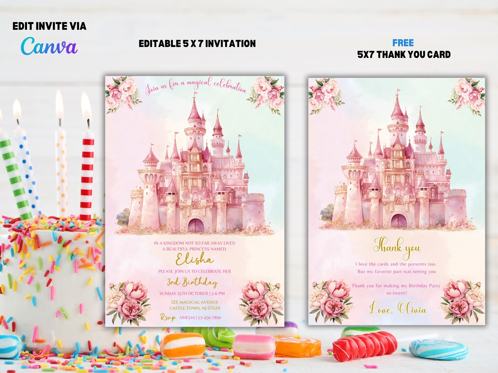 Royal Castle Birthday Invitation Princess Invitation Magical Princess ...