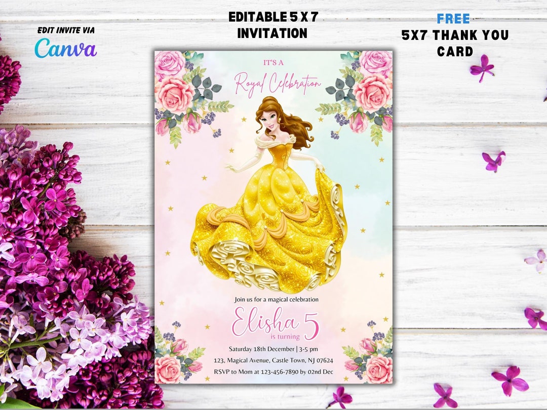 Belle Princess Birthday Invitation: Fairytale Party (digital) - Etsy