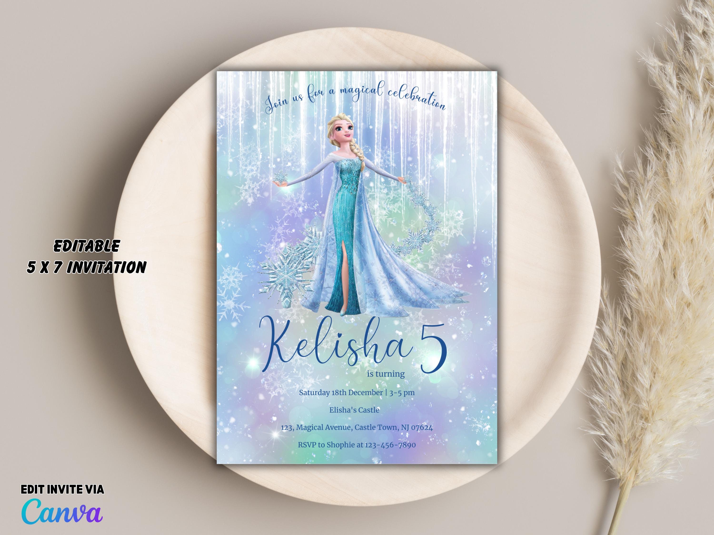 Editable Elsa Birthday Invitation, Frozen Birthday Invite, Princess ...