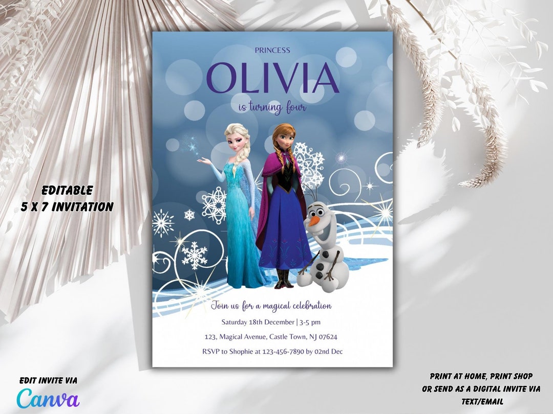Editable Elsa Birthday Invitation, Frozen Birthday Invite, Princess ...