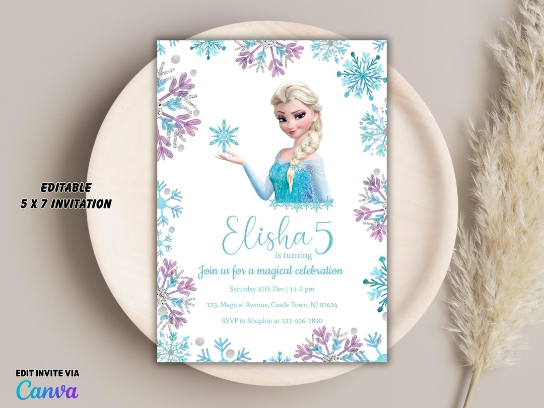 Frozen Invitation, Elsa Birthday Invitation, Winter Snow Birthday ...