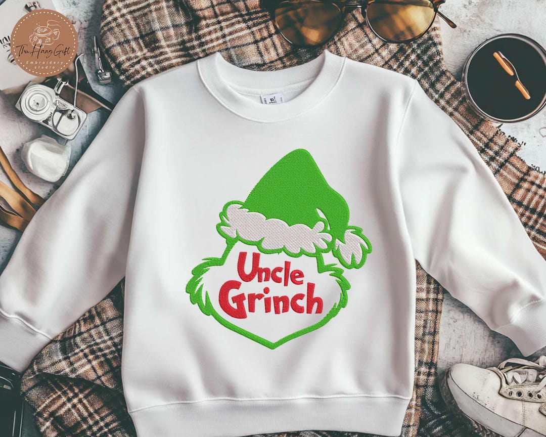 Uncle Grinch Head Embroidery Design, Christmas Embroidery Design, Santa ...