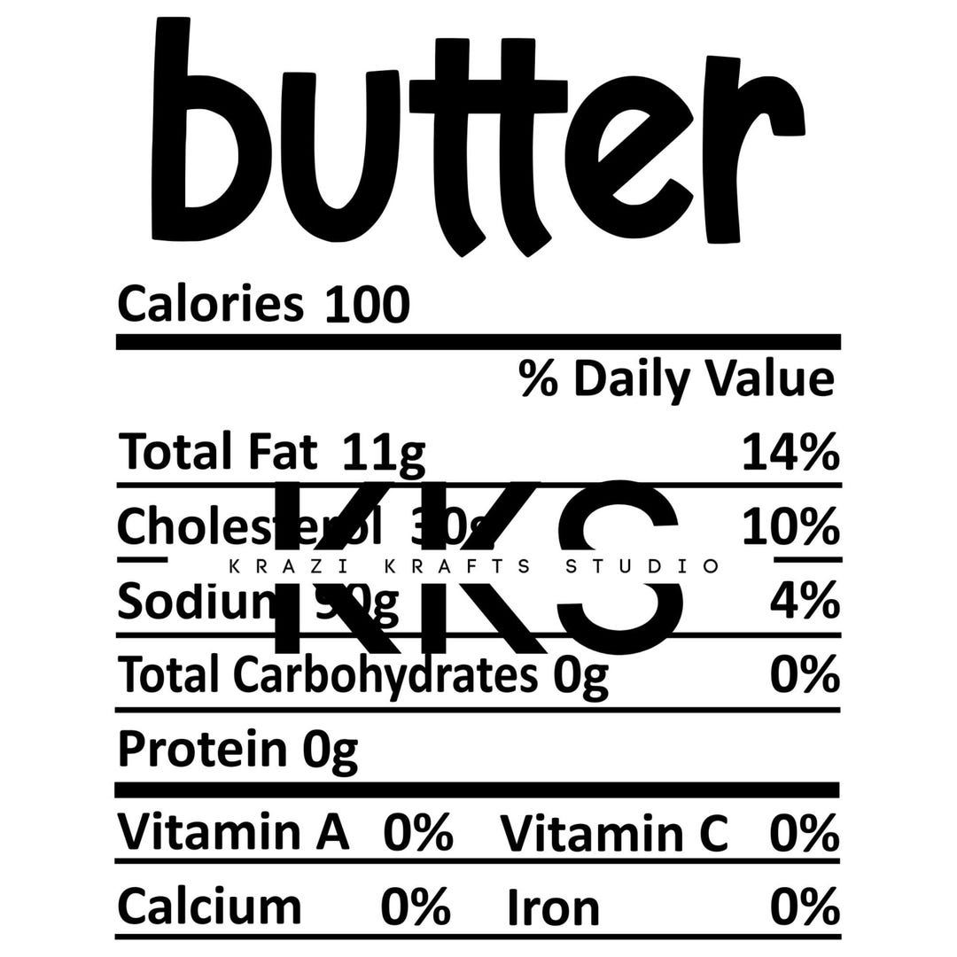 Butter Nutrition Label Printable - Ideal for Sublimation, Recipe Cards ...