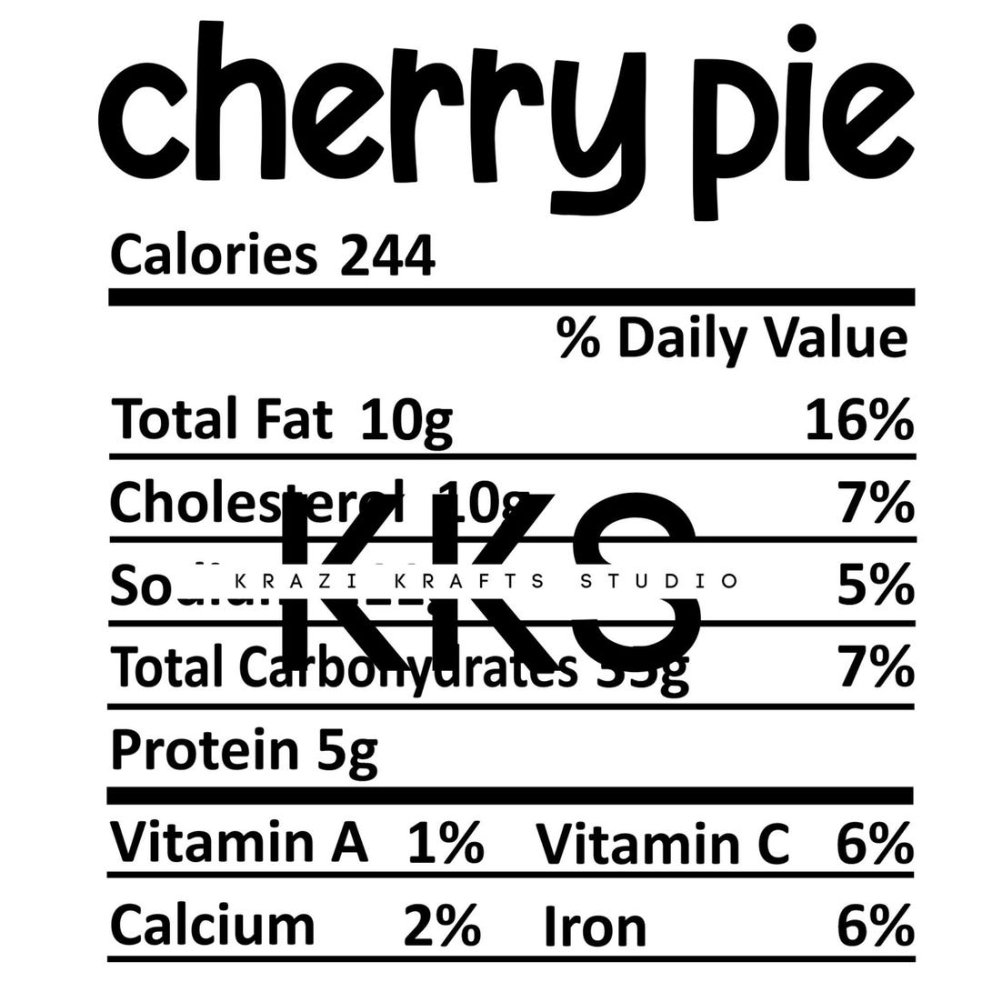 Cherry Pie Nutrition Label Digital Download - Great for Recipe Cards ...