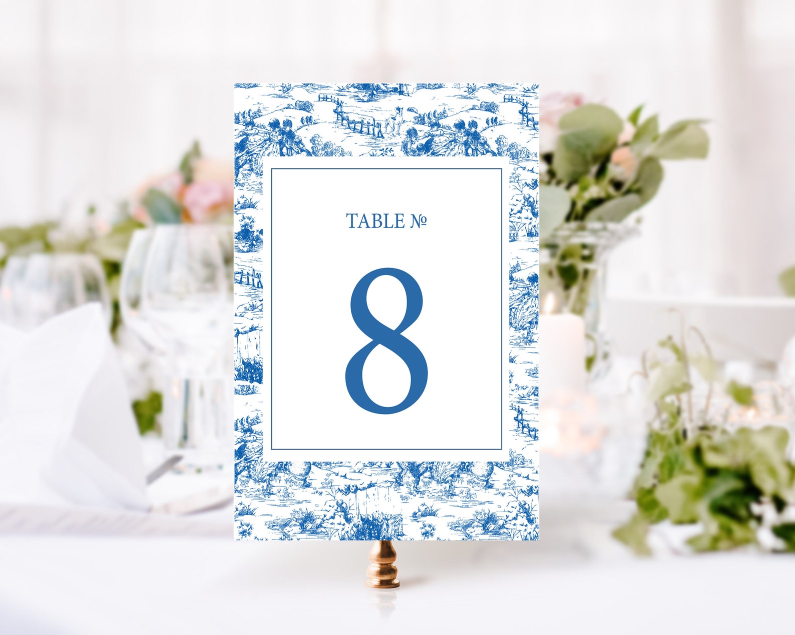 Toile Table Numbers Instant Download Blue Toile Table | Etsy