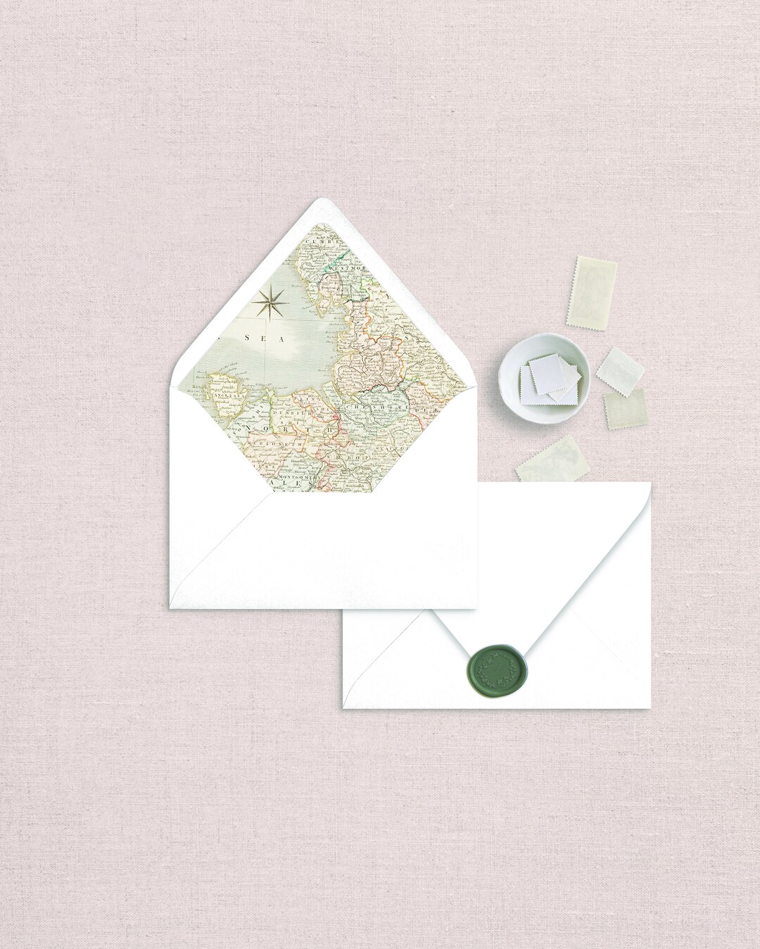 Envelope Liner Template, Vintage Map, Pastel England, Print Multiple ...