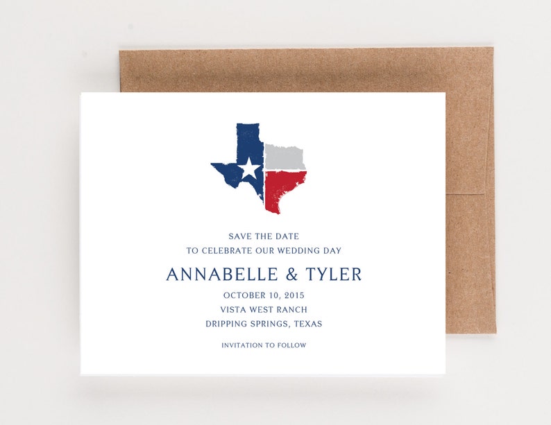 Deep in the Heart of Texas Save the Date Blue and Red State - Etsy
