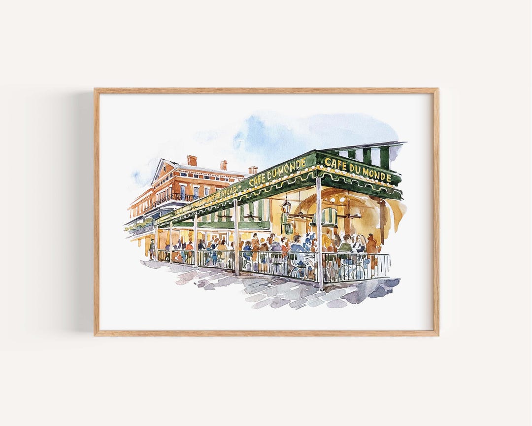 Cafe Du Monde, New Orleans, Louisiana, Watercolor Artwork, Wedding ...