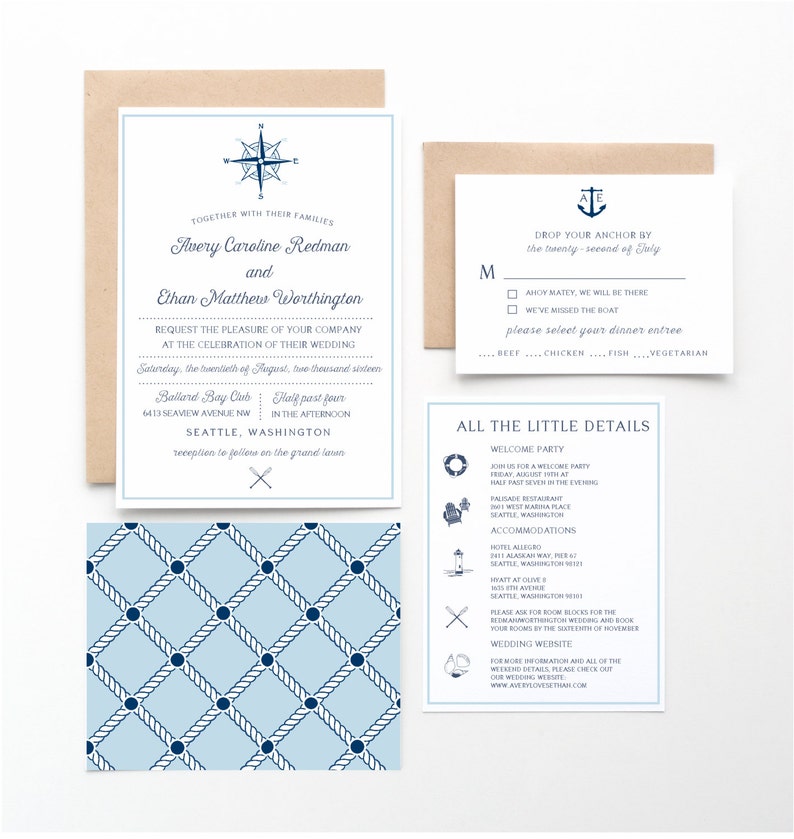 Compass Rose Wedding Invitation Collection Wedding - Etsy
