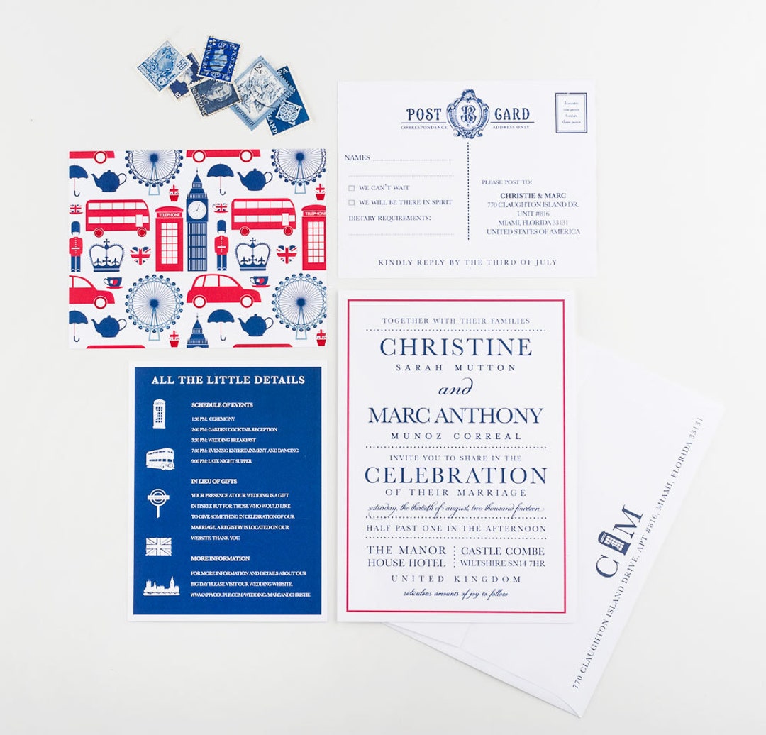 Wedding Invitation, United Kingdom Union Jack Wedding Collection - Etsy