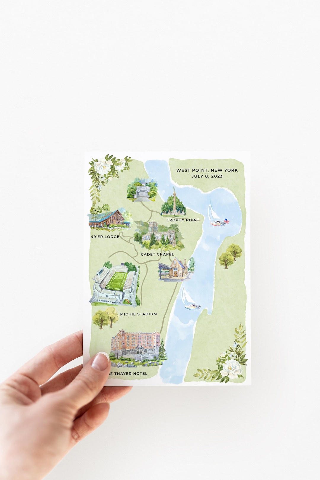 West Point Watercolor Map, Watercolor Venue Paintings, Watercolor ...